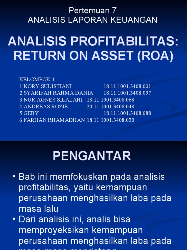 Pertemuan-7 Analisis Profitabilitas Return On Asset (Roa) | PDF ...