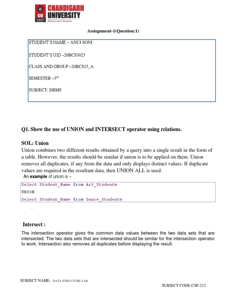 20bcs3023 Dbms Assign 1 Ques 1 | PDF | Computer Data | Computer Programming