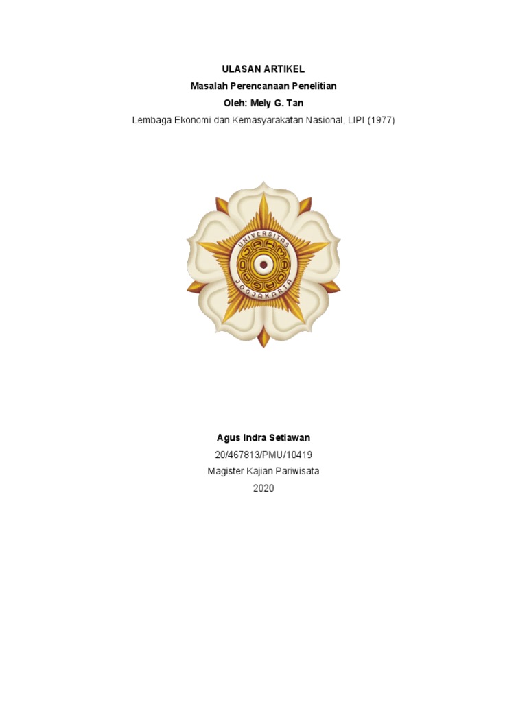 Ulasan Artikel 1 - Melly G. Tan | PDF