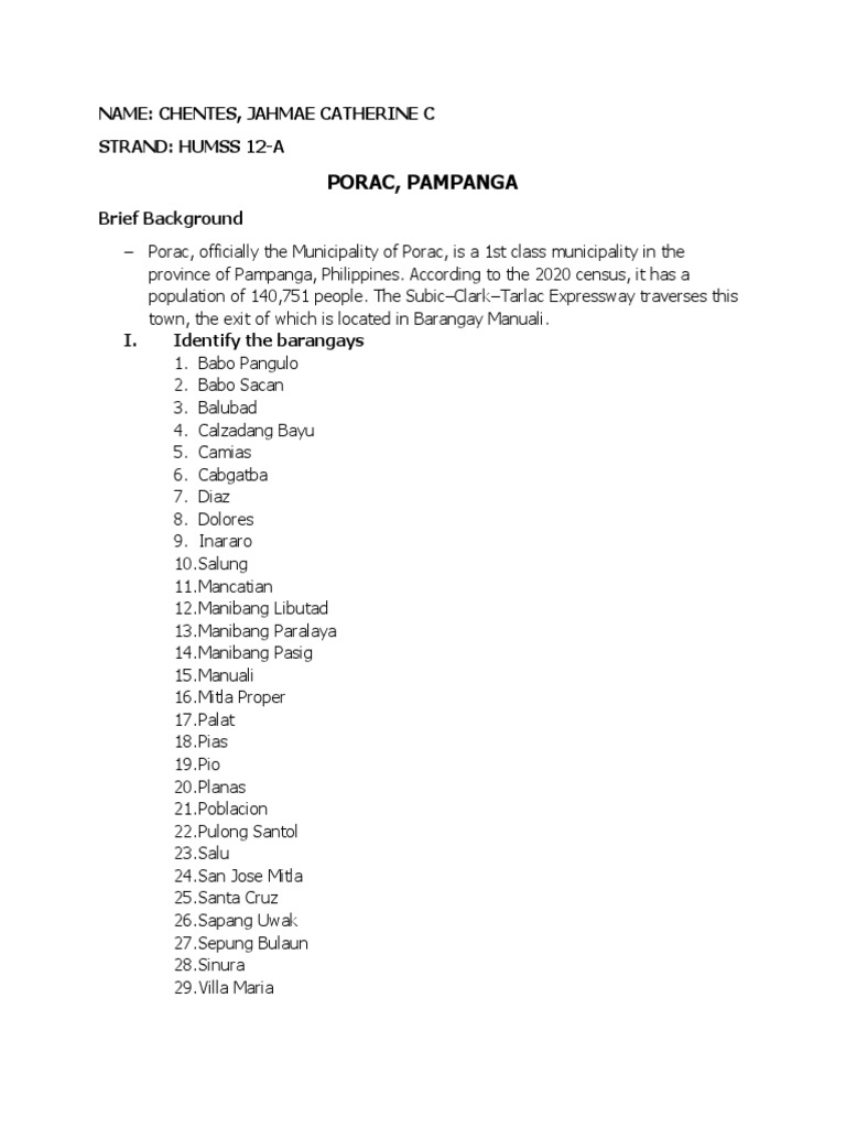 Porac J Pampanga Chentes | PDF