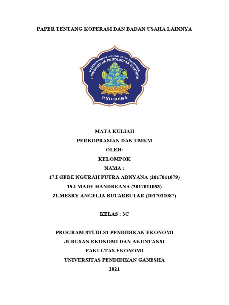 Paper Tentang Koperasi Dan Badan Usaha Lainnya | PDF