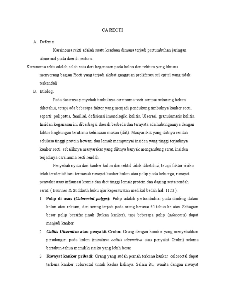 LP Ca Recti | PDF | Kesehatan Holistik | Sains & Matematika