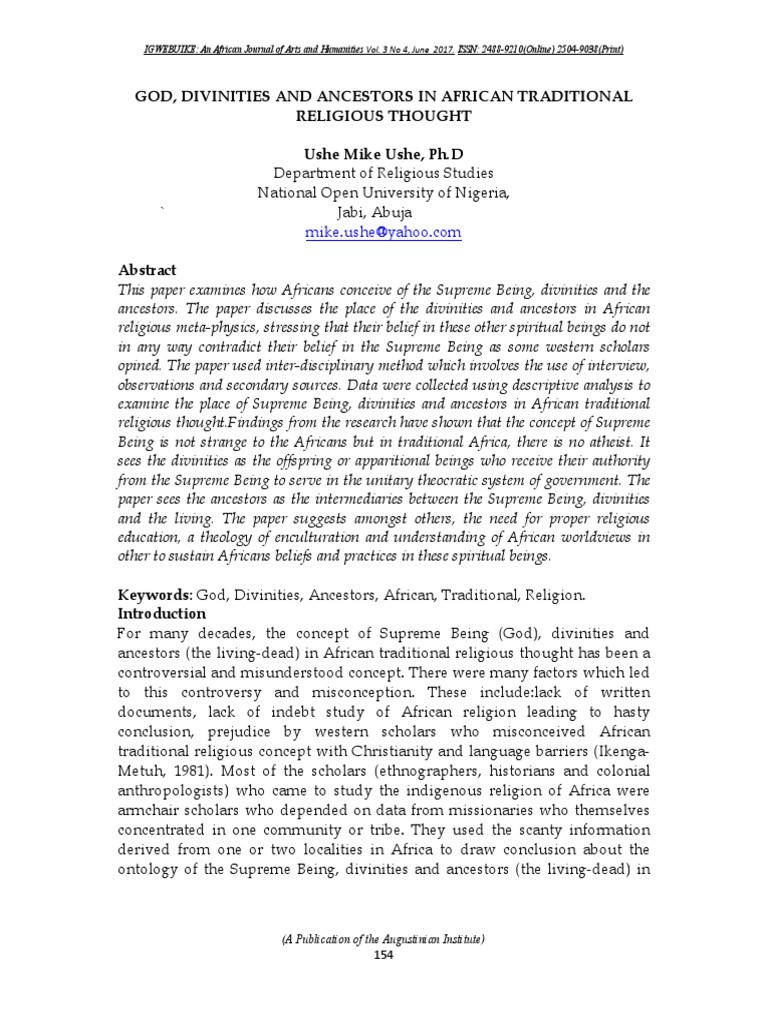 God Divinities and Ancestors in African | PDF | God | Divinity