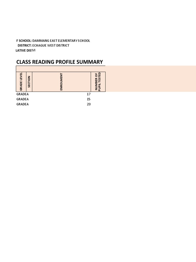 Class Reading Profile Summary | PDF | Learning
