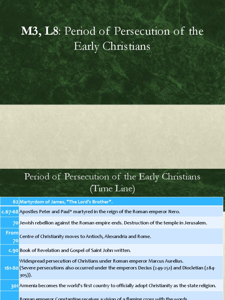 Early Christian Persecution Timeline | PDF | Constantine The Great ...