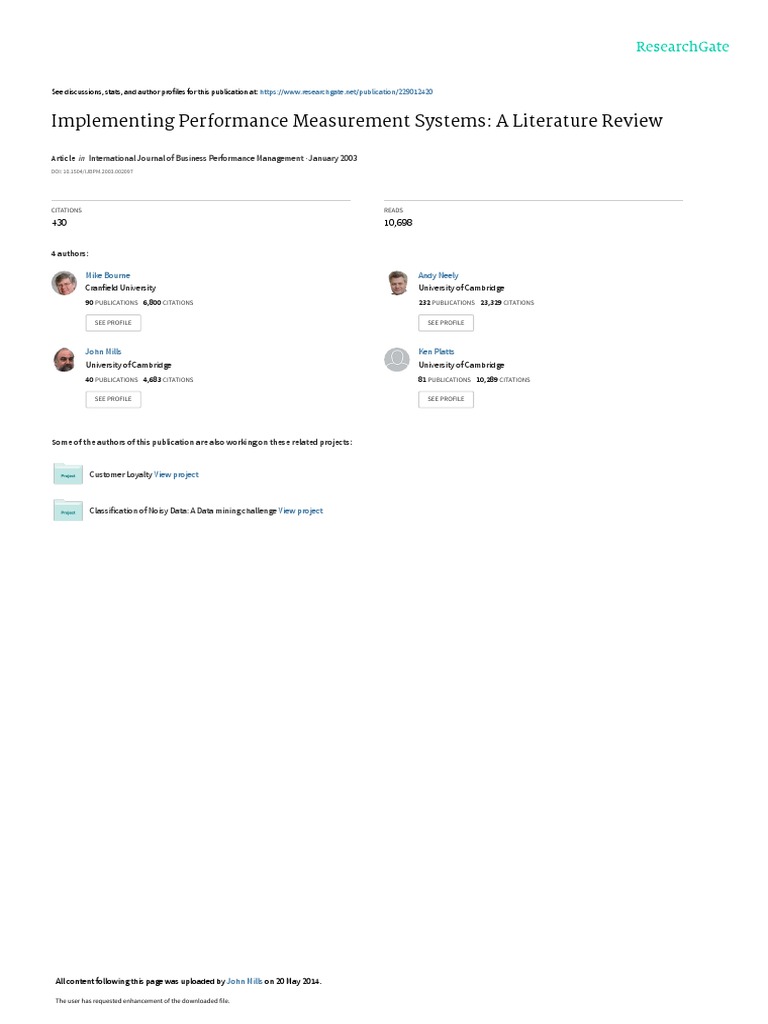 Implementing Performance Measurement Systems: A Literature Review | PDF | Performance Indicator ...