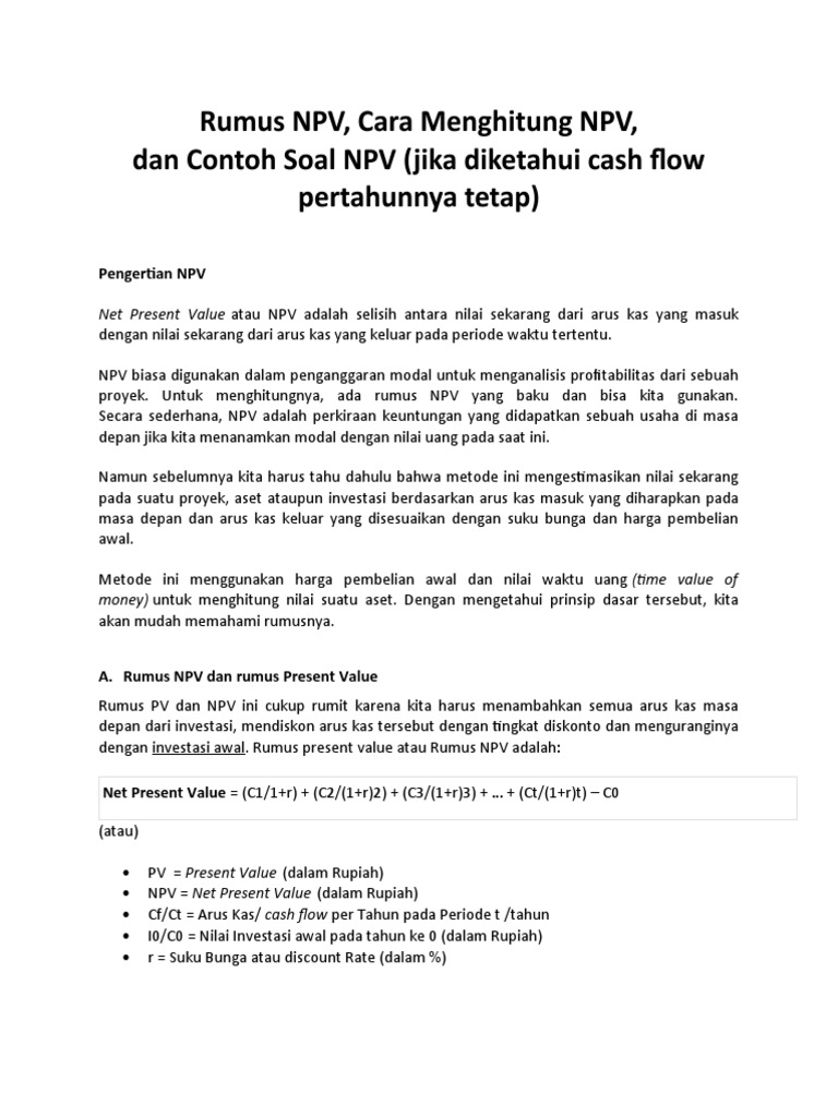 Cara Menghitung NPV Dan PV | PDF