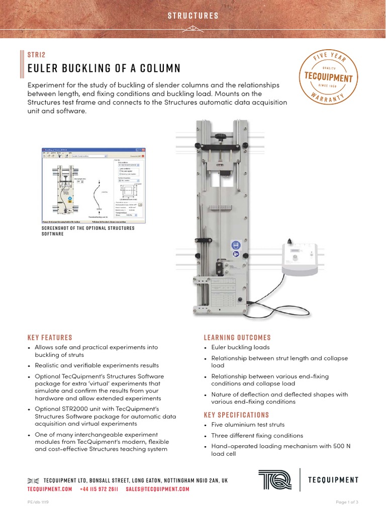 Euler Buckling of A Column: Structures | PDF | Buckling | Experiment