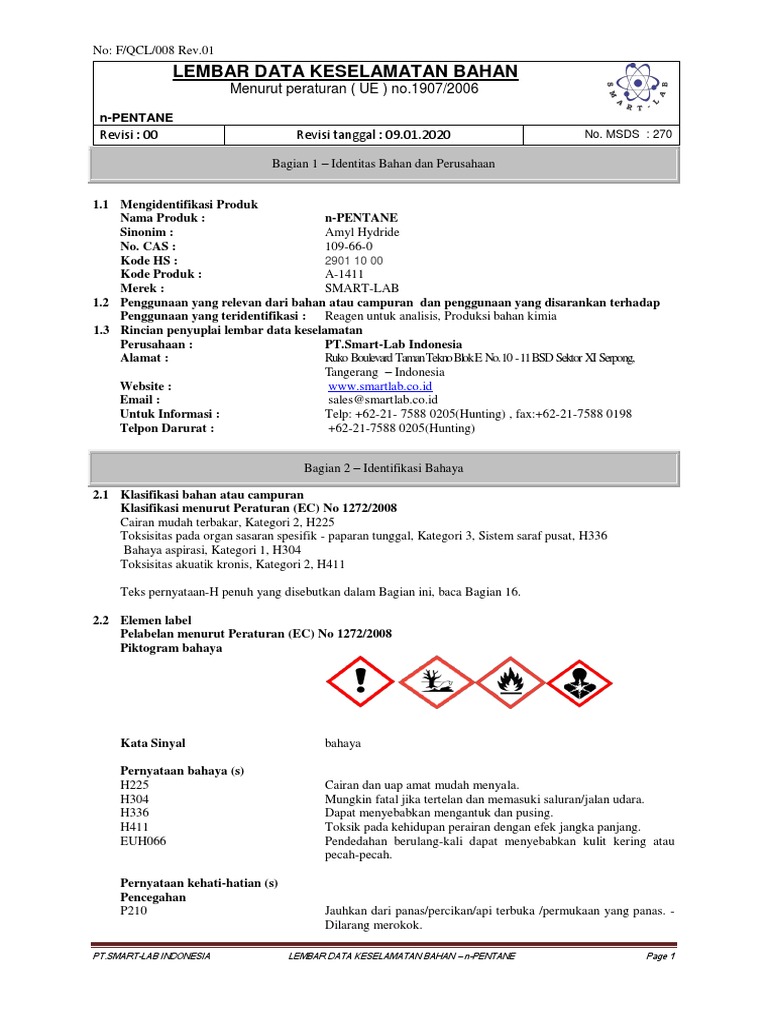 MSDS n-PENTANE (INDO) | PDF
