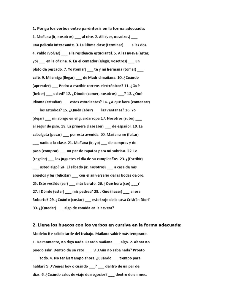 Futuro Ejercicios | PDF