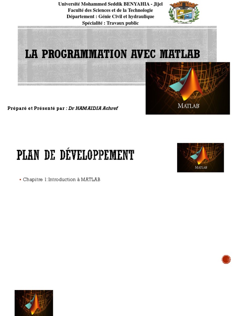 La Programmation Avec MATLAB | PDF | MATLAB | Logarithme