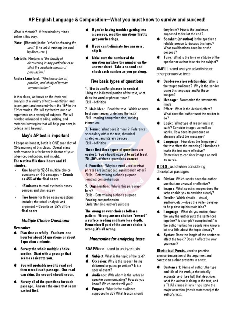AP Language Survival Guide | PDF | Rhetoric | Fallacy