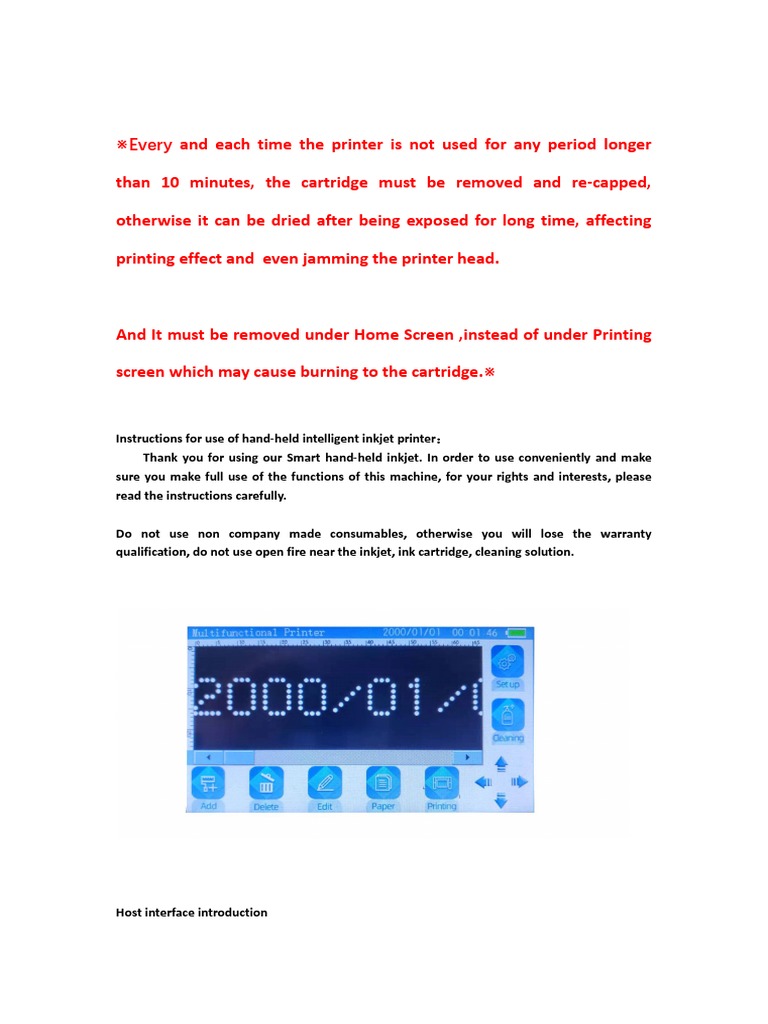 Intelligent Inkjet Printer Manual | PDF | Printer (Computing) | Pinyin