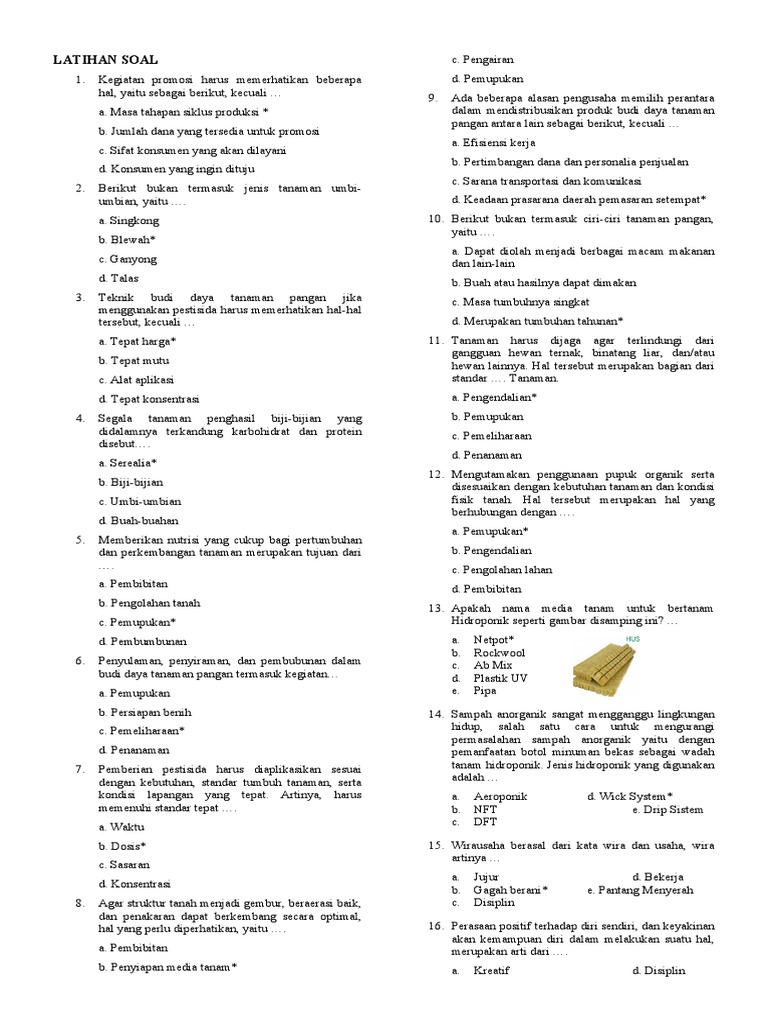 LATIHAN SOAL US PkWU | PDF