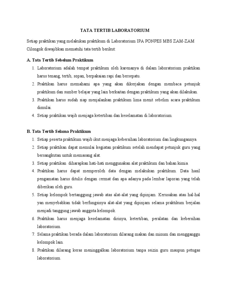 Tata Tertib Laboratorium | PDF