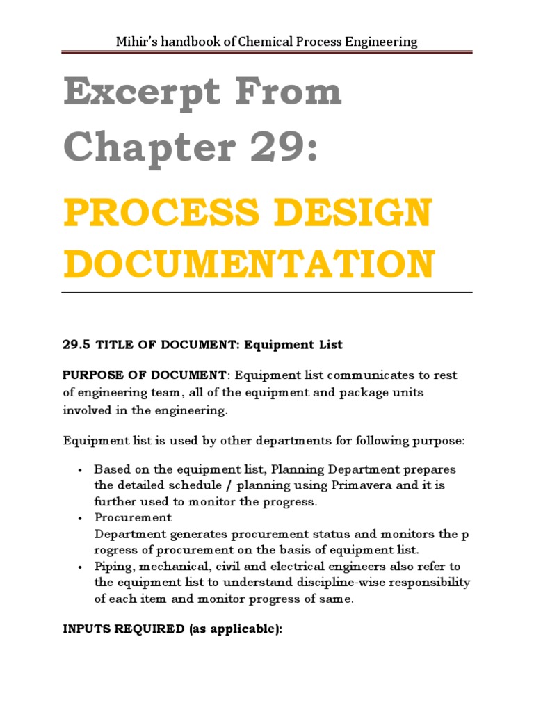 Process Design Documentation From Ch29 - Mihir - S Handbook | PDF ...