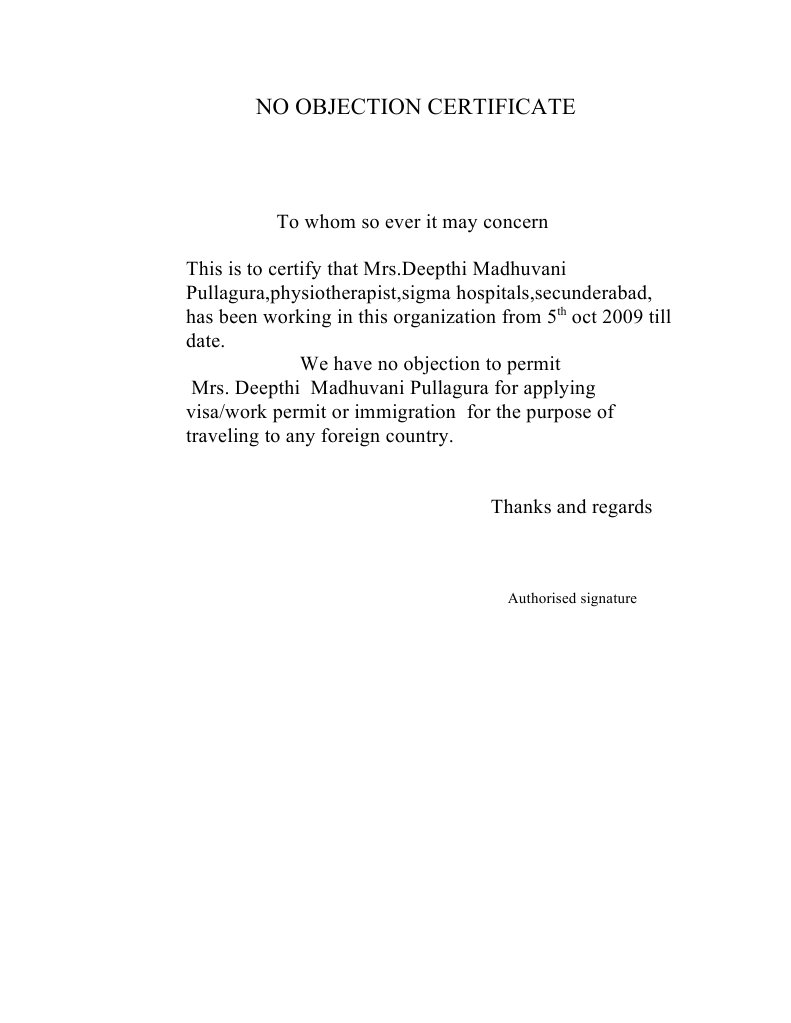 No Objection Certificate | PDF