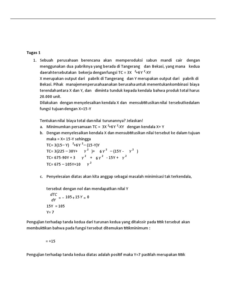 Tugas 1 Ekonomi Manajerial Revisi | PDF