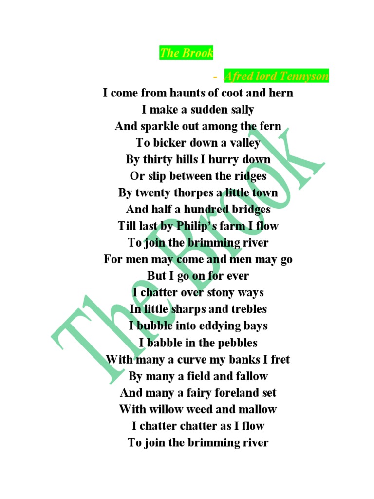 The Brook: - Afred Lord Tennyson | PDF
