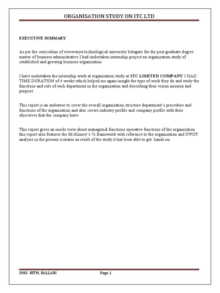 ITC Ltd: Organizational Study Insights | PDF | Economies | Business