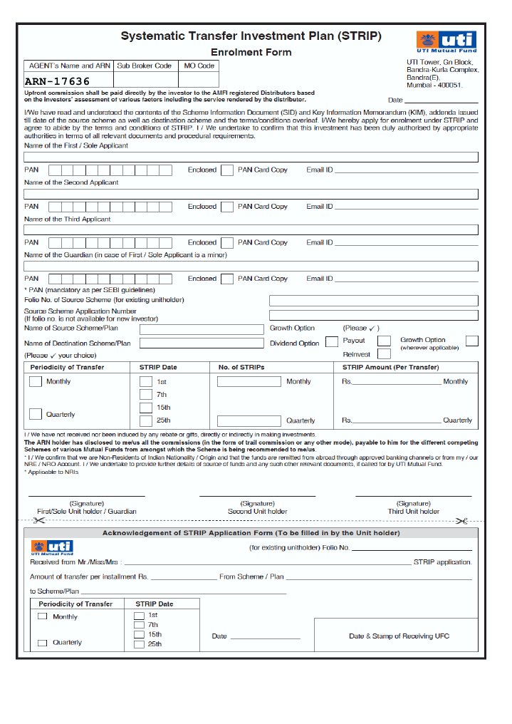 Uti Mutual Fund STP SWP Form | PDF Uti Mutual Fund STP SWP Form | PDF