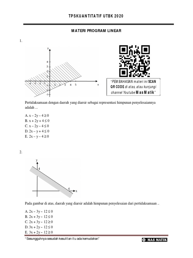 Materi Program Linear UTBK 2020 | PDF | Metode & Bahan Ajar