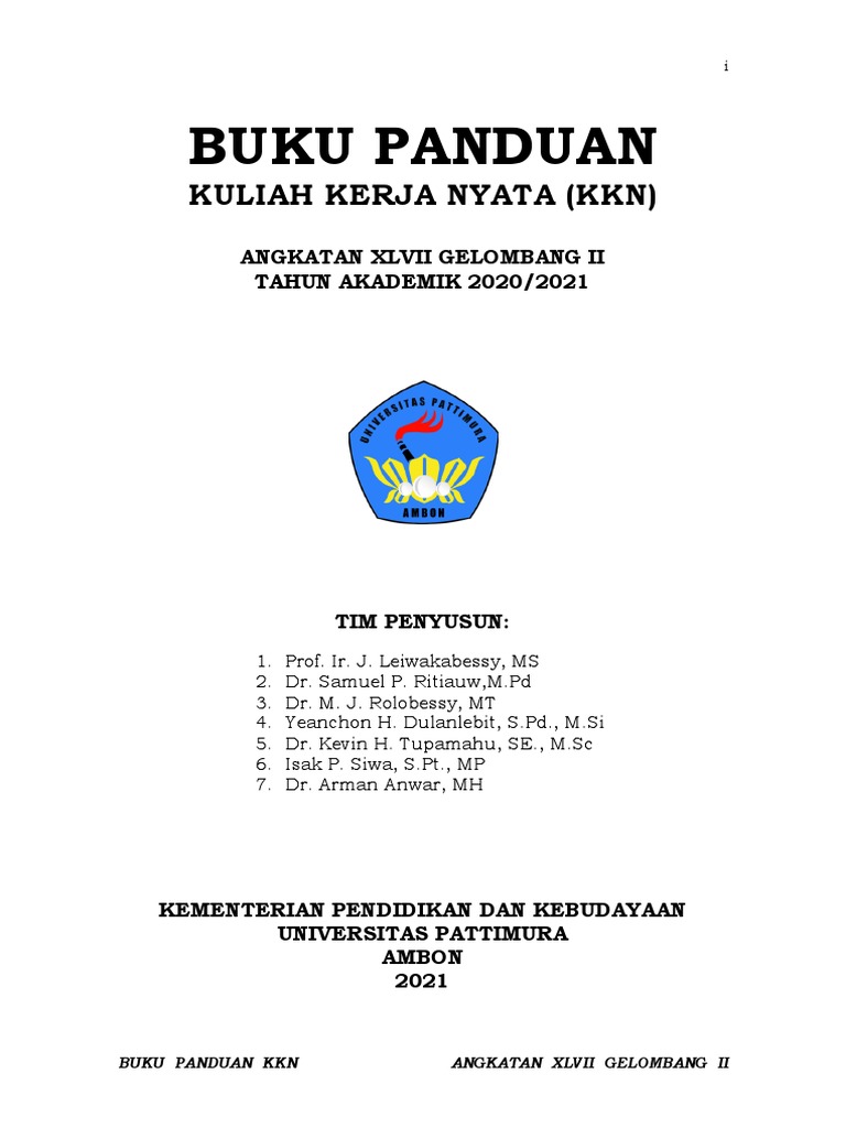 Buku Panduan KKN Unpatti 2021 Isi Mentah | PDF