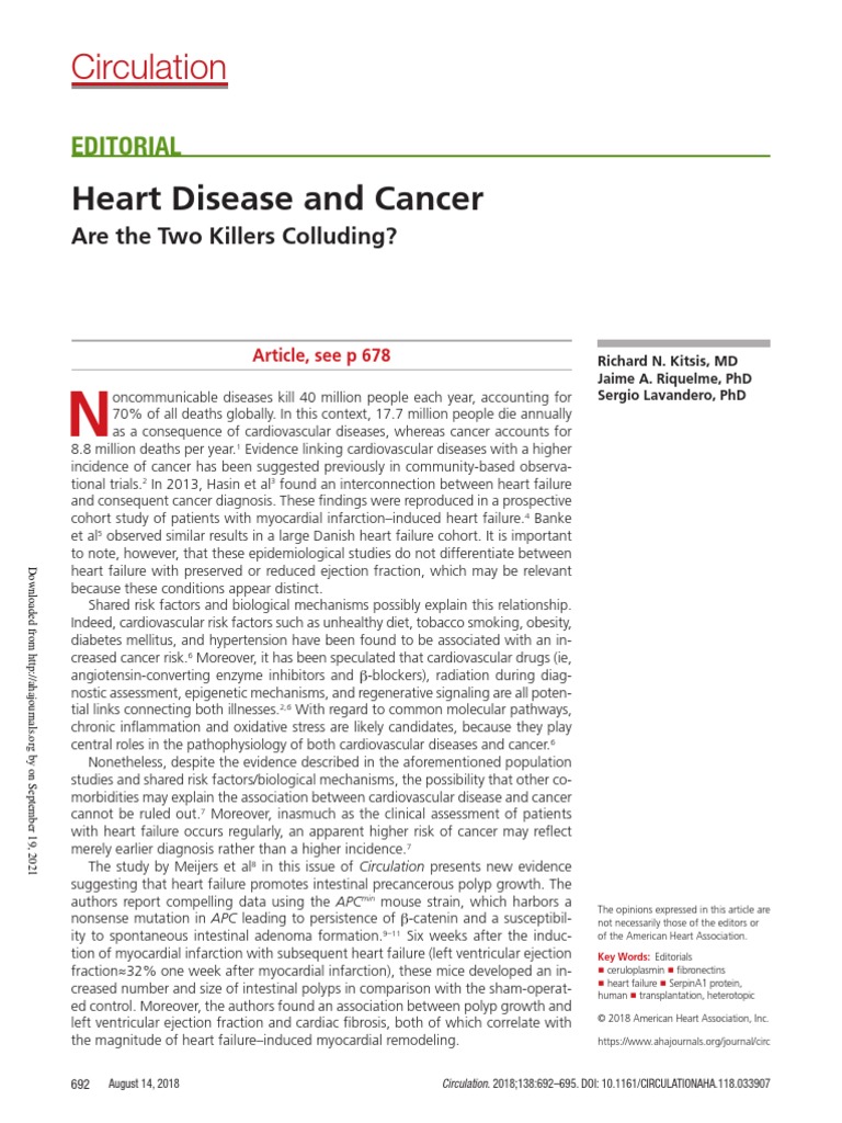 Heart Disease and Cancer: Circulation | PDF | Cardiovascular Diseases ...