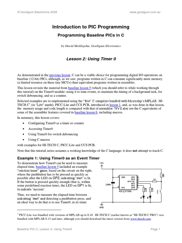 Introduction To Pic Programming: Programming Baseline Pics in C ...