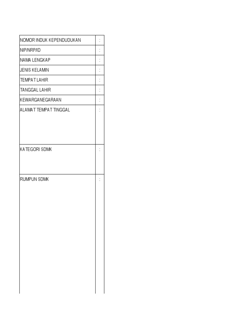 Form Data SISDMK Klinik | PDF