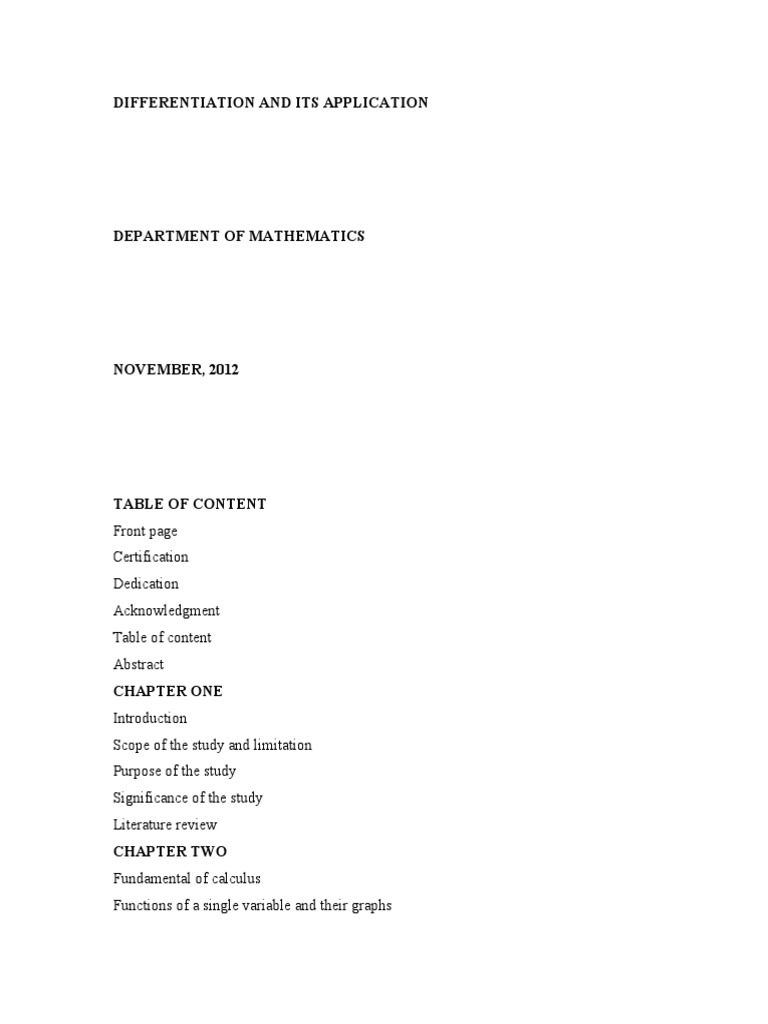 Differentiation and Its Application | Download Free PDF | Calculus ...