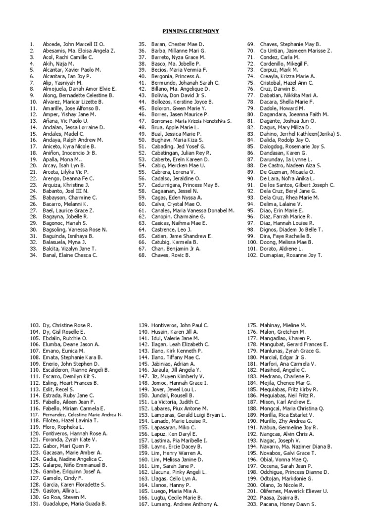 Final Pinning Ceremony | PDF