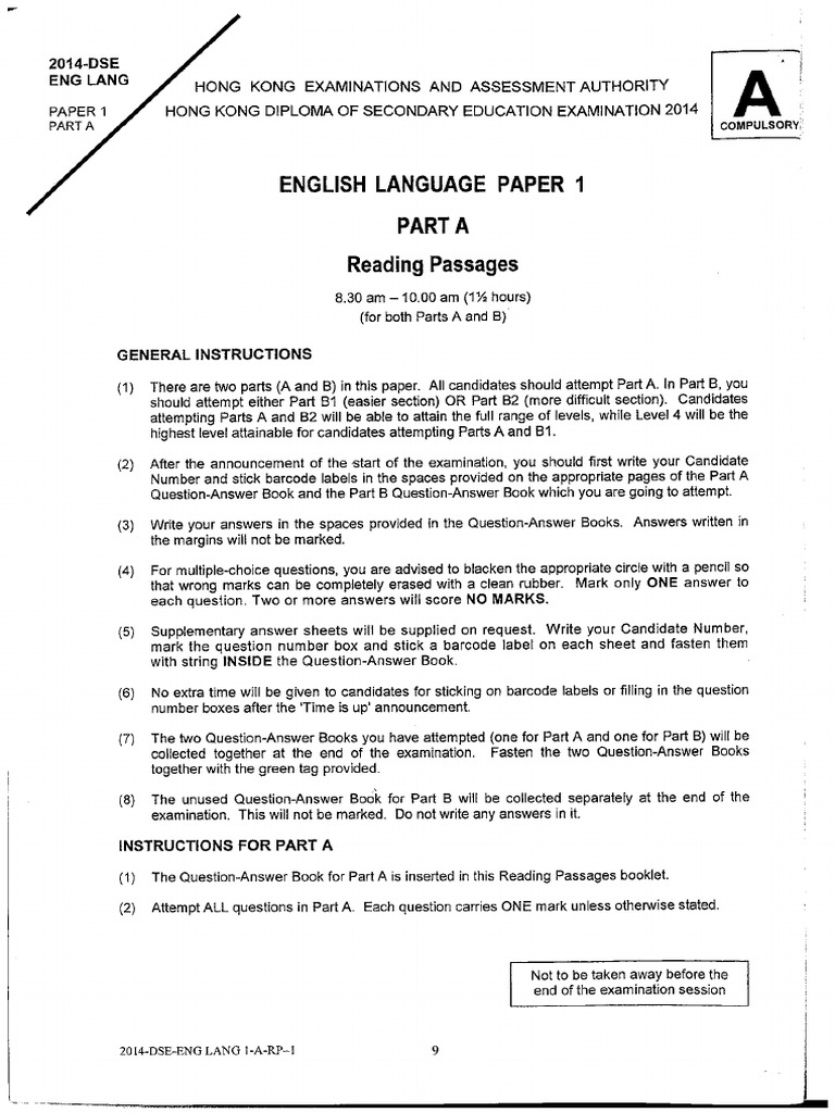 2014 Paper 1 Part A RP | PDF