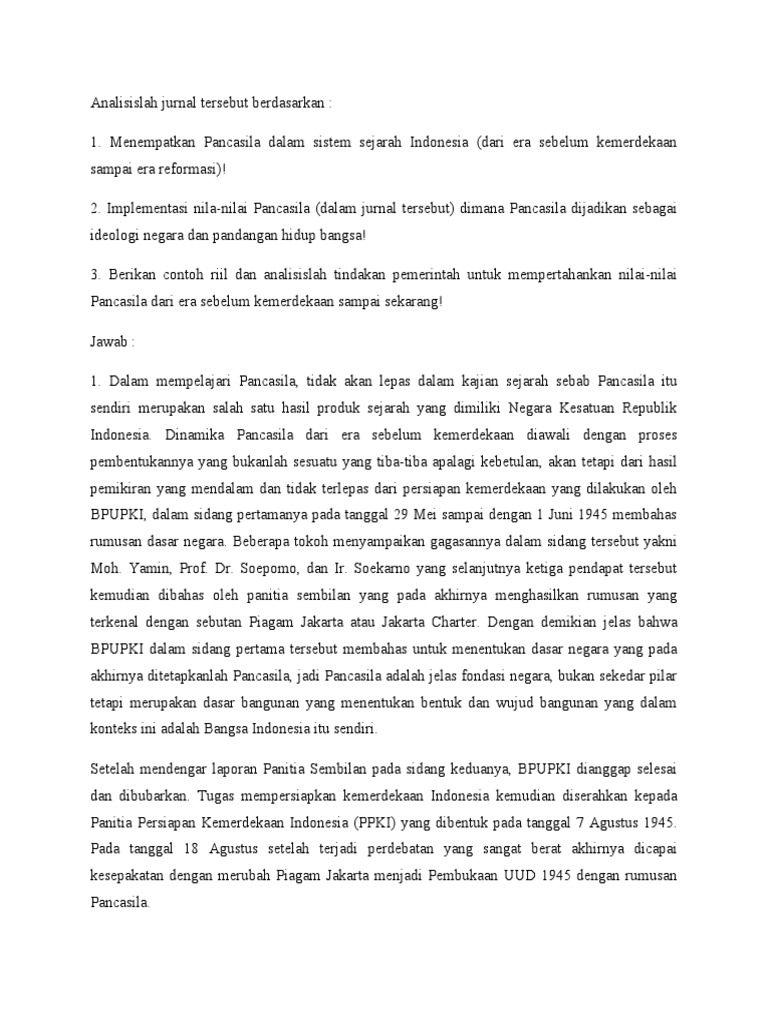 Analisis Jurnal Pancasila | PDF