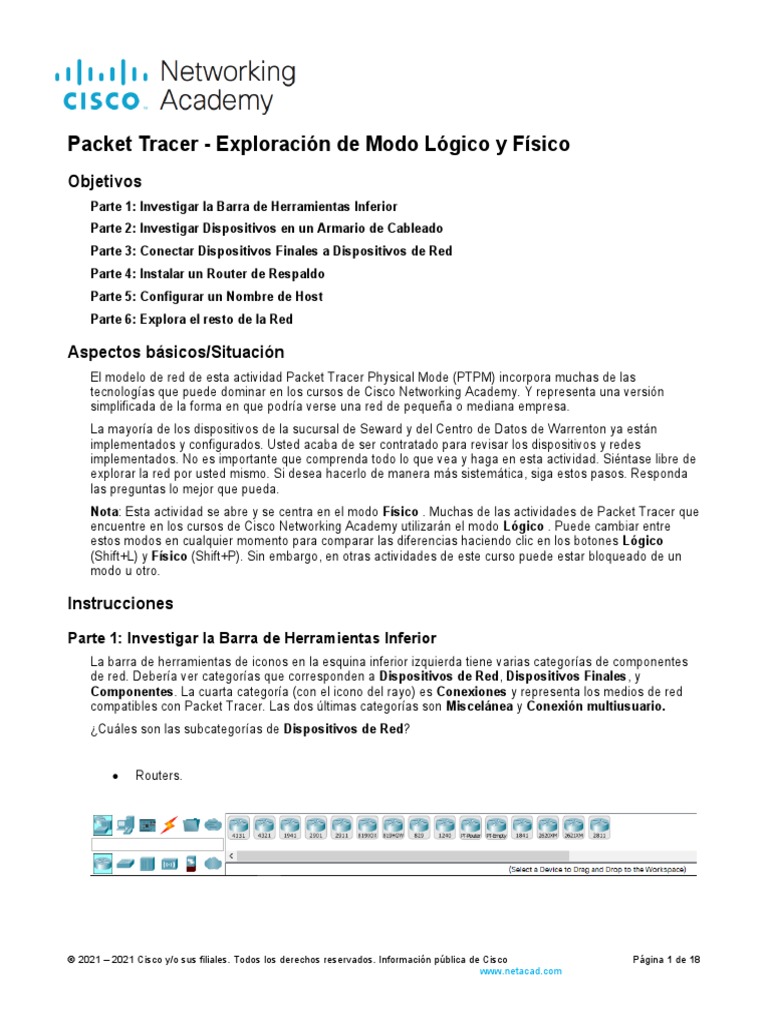 1.0.5 Packet Tracer - Logical and Physical Mode Exploration | PDF ...