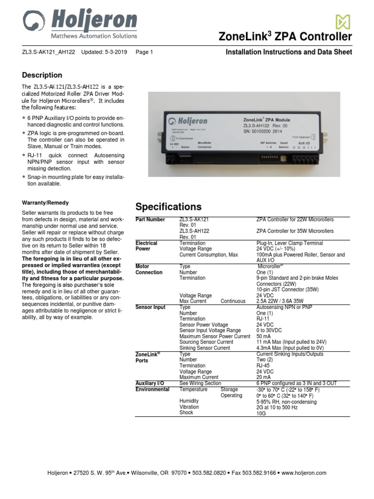Zonelink Zpa Controller: Specifications | PDF | Programmable Logic ...
