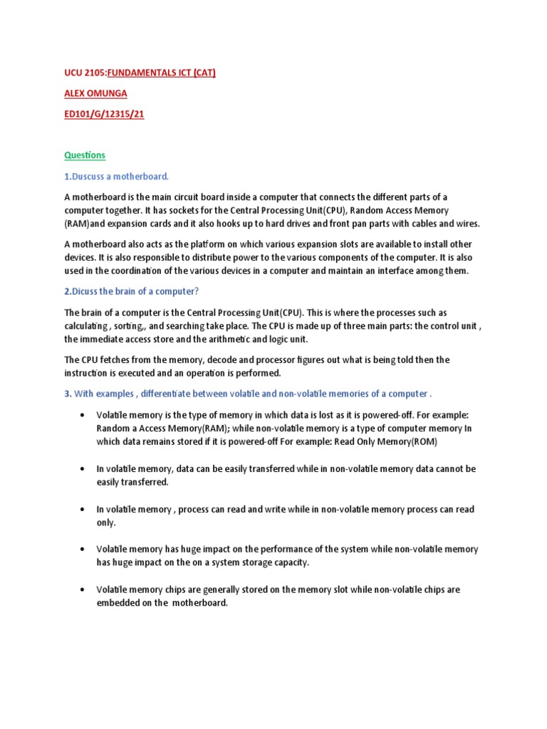 Fundamentals of ICT CAT | PDF