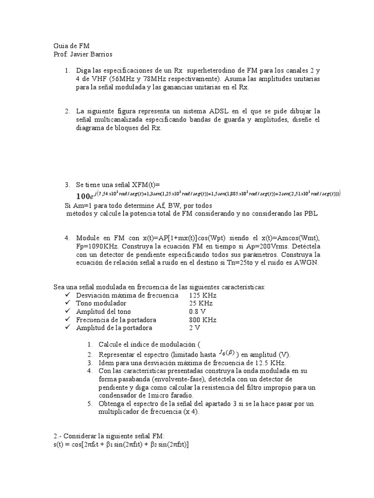 Guia de FM1 | PDF | Modulación de frecuencia | Telecomunicaciones