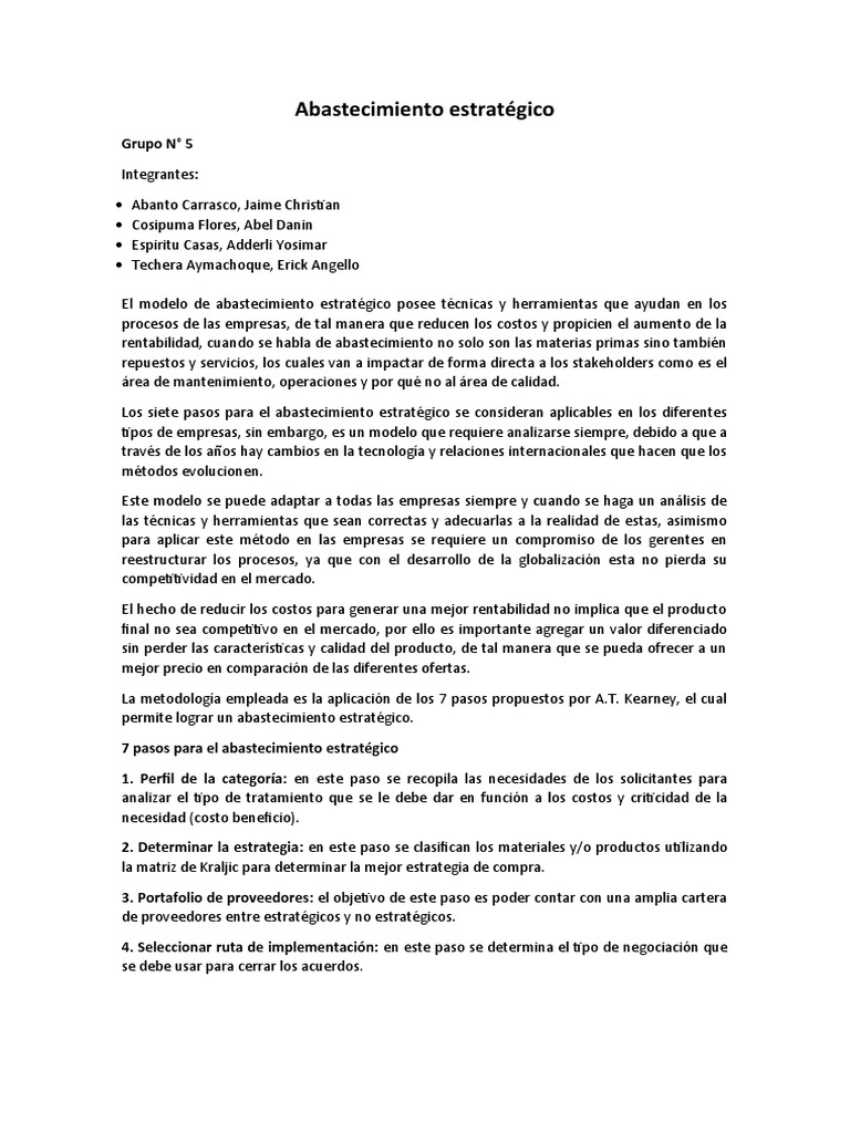 7 Pasos del Abastecimiento Estratégico | PDF | Mercado (economía ...