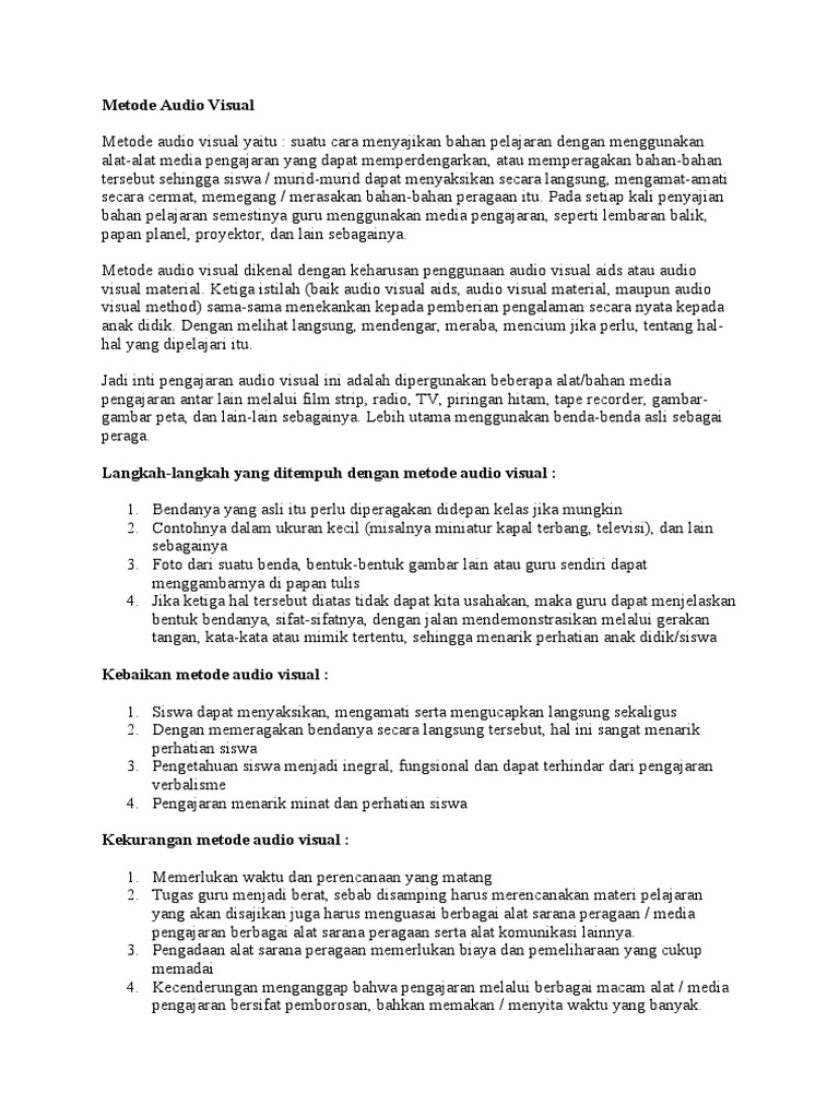Metode Audio Visual | PDF
