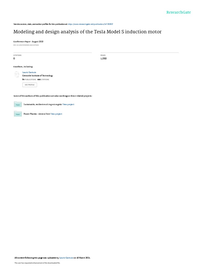 Modeling and Design Analysis of The Tesla Model S Induction Motor | PDF ...