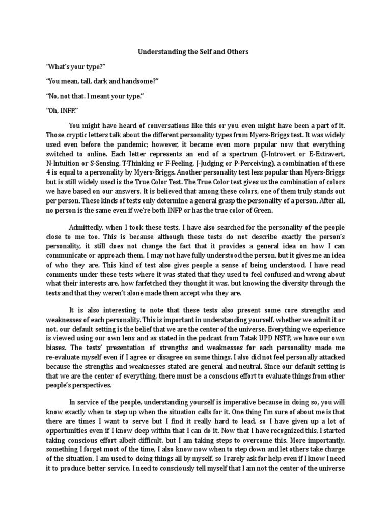 Understanding The Self and Others | PDF | Psychology | Communication