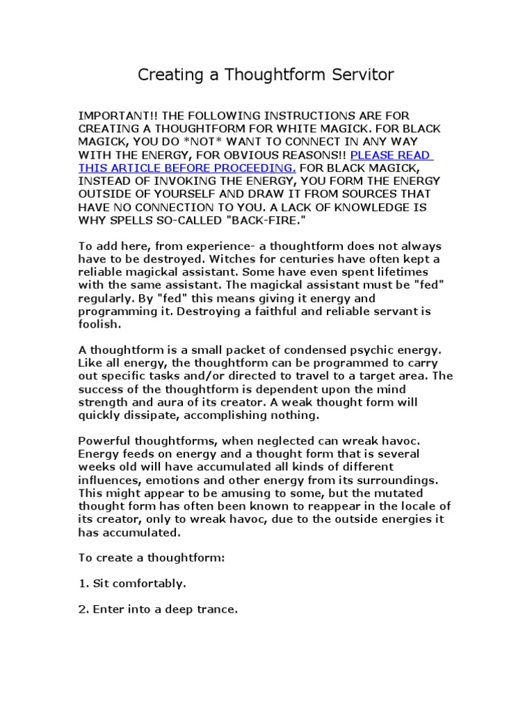 Creating A Thoughtform Servitor | PDF | Love | Red