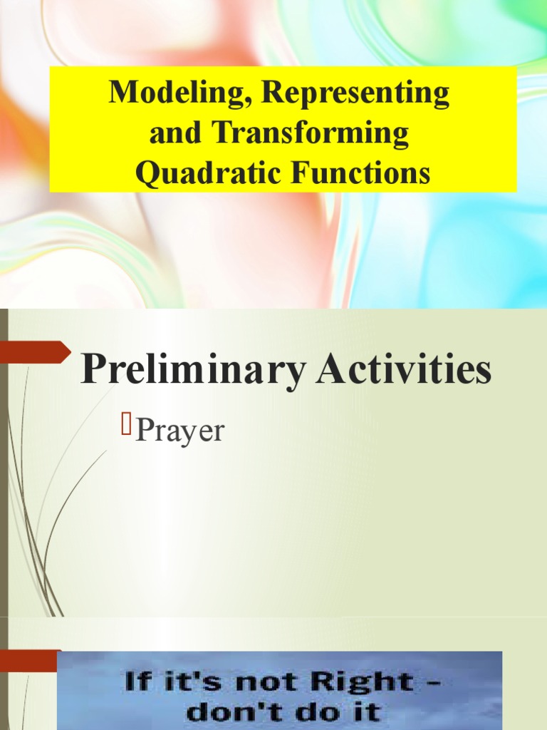 Modeling, Representing and Transforming Quadratic Functions | PDF ...