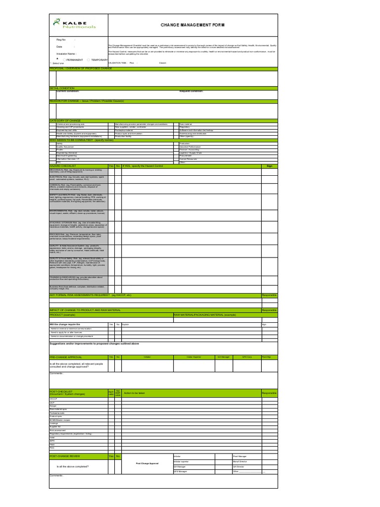 089.01 Form Change Management (SHP-FRM-QFS-02) | PDF | Risk Assessment ...