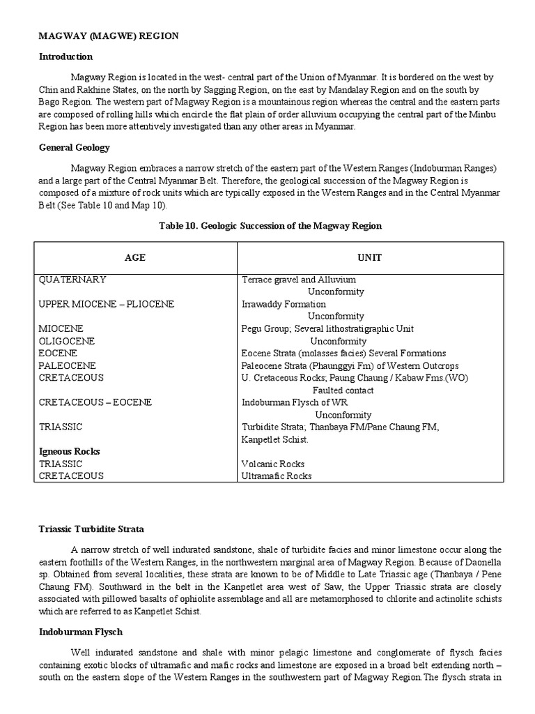 Magway (Magwe) Region | PDF | Geological Formation | Rock (Geology)