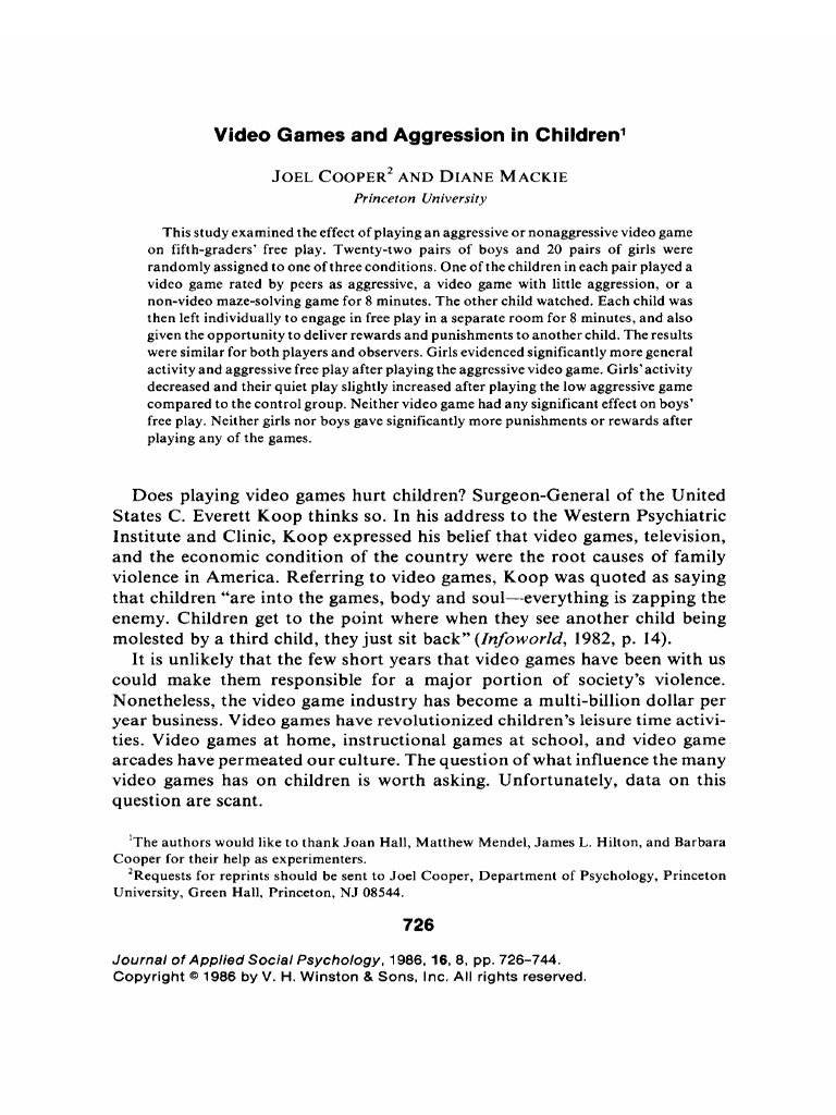 Games and Aggression | PDF | Aggression | Violence