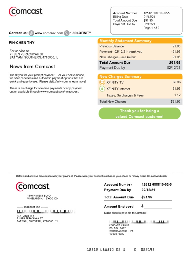 News From Comcast: Pin-Chen Thy | PDF | Fee | Telecommunications