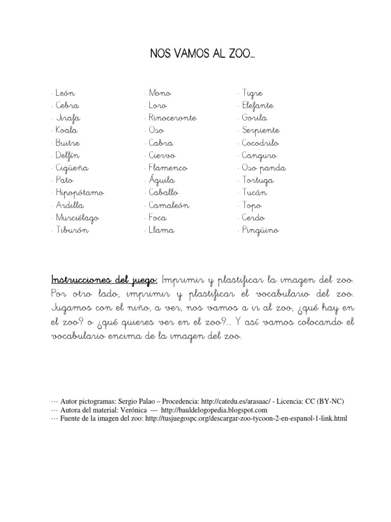 Juego Educativo: Animales del Zoo | PDF | Ciencia y matemáticas