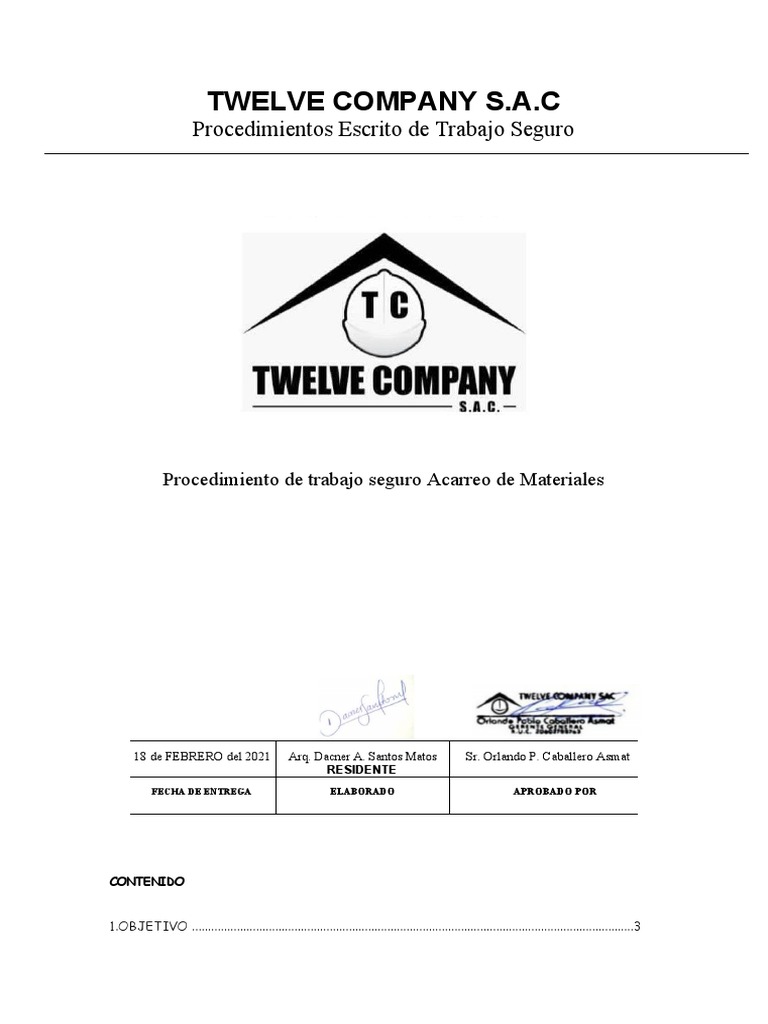 Procedimiento Acarreo de Materiales | PDF